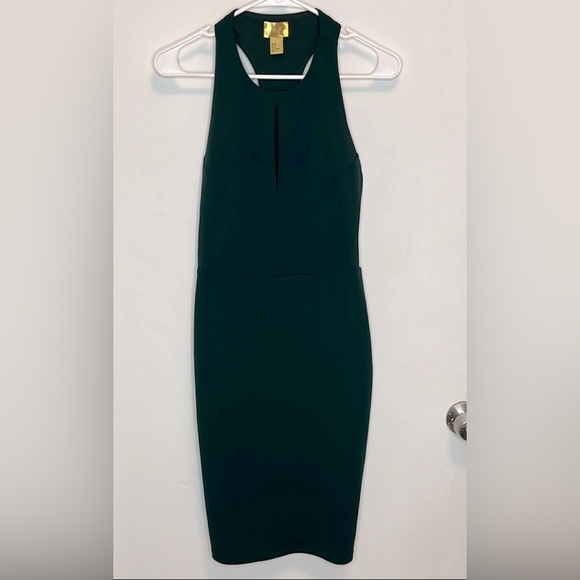 H&M | Dresses | Hm Gold Label Green Halter Style Sheath Cocktail Dress ...